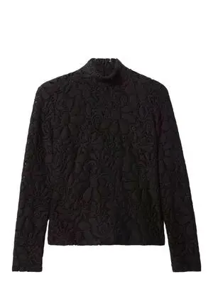 La DoubleJ Lace Turtleneck Top - Black