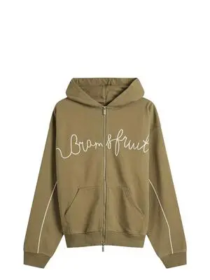 BRAM'S FRUIT Garden Hose Chain Stitch Zip Hoodie - Solid Olive Green