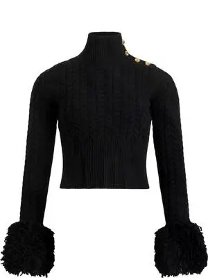 PATOU Cable-Knit Button-Embellished Sweater
