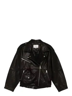 GESTUZ Belted Leather Jacket - Brown