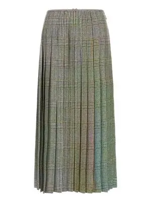 Thom Browne Houndstooth Pleated Midi Skirt - Grey
