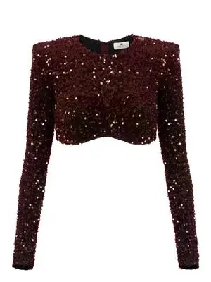 Elisabetta Franchi Sequin-embellished Long-sleeve Blouse - Red