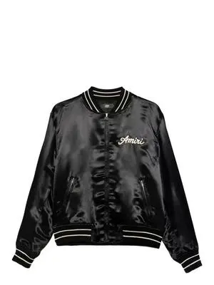 Amiri Embroidered Satin Bomber Jacket - Black