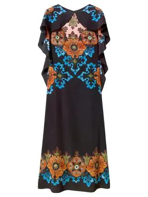 La DoubleJ Floral-print Midi Dress - Black