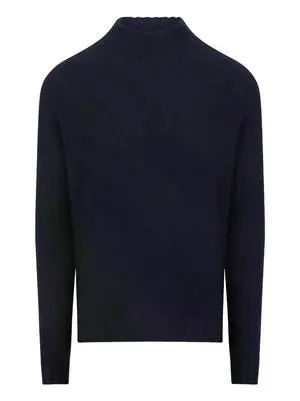 Tagliatore High-collar Ribbed Cashmere Turtleneck - Blue