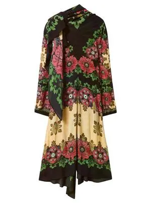 La DoubleJ Karis Floral-print Asymmetric Dress - Black