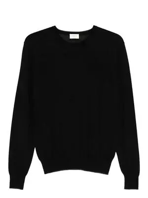 Saint Laurent Round-neck Panelled Wool Sweater - Black