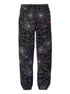 SP5DER Spiderweb-pattern Sweatpants Black