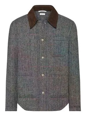 Thom Browne Herringbone Tweed Overshirt - Grey
