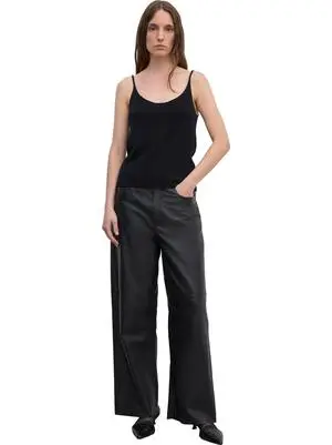 HOUSE OF DAGMAR Knitted Strap Top In Cashmere Blend - Black