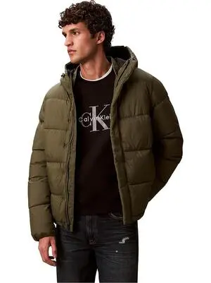 Calvin Klein Hooded Puffer Jacket - Fatigue