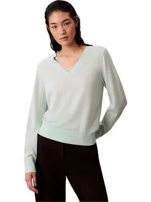 Calvin Klein Merino Wool V-neck Sweater - Moonlight Jade