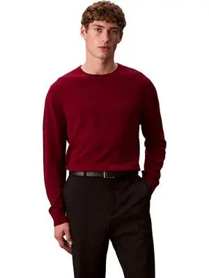 Calvin Klein Merino Wool Classic Sweater - Beet Red