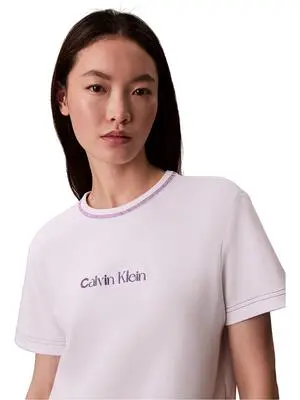 Calvin Klein Embroidered Logo Graphic Slim T-shirt - Brilliant White