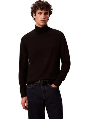 Calvin Klein Merino Wool Mock Neck Sweater Black