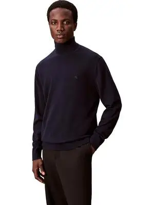 Calvin Klein Merino Wool Mock Neck Sweater - Dark Sapphire