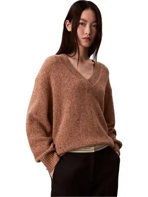 Calvin Klein Chunky Relaxed V-neck Sweater - Wholegrain
