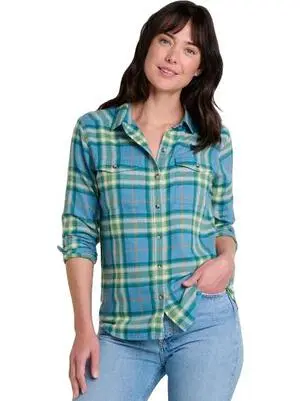 TOAD & CO Re-Form Flannel Long Sleeve Shirt Glacier Lg Windowpane