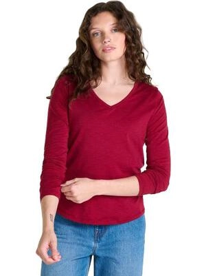 TOAD & CO Toad & Co. Marley Long Sleeve V-Neck Tee Beet