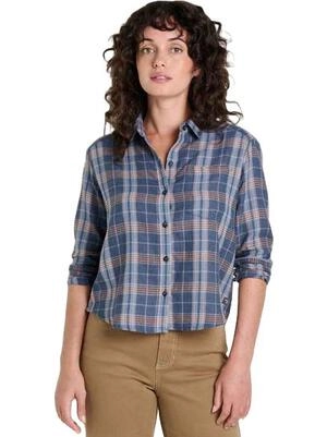 TOAD & CO Toad & Co. Re-Form Flannel Boxy Long Sleeve Shirt Midnight Pattern