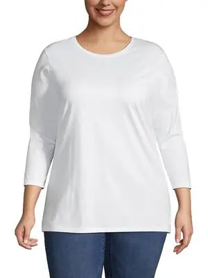 LANDS' END Cotton Supima Tunic With 3/4 Sleeves