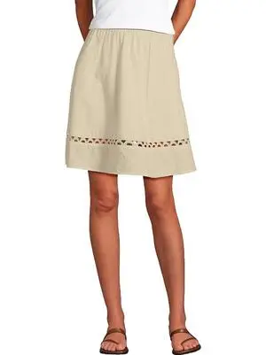 LANDS' END Voile Ladder Trim Mini Skirt - Dried Bamboo