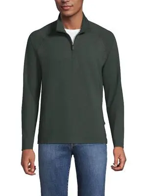 LANDS' END Long Sleeve Raglan Hybrid Quarter Zip - Evening Forest