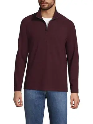 LANDS' END Long Sleeve Raglan Hybrid Quarter Zip - Lush Burgundy  Heather