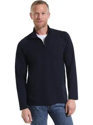 LANDS' END Long Sleeve Raglan Hybrid Quarter Zip - Radiant Navy