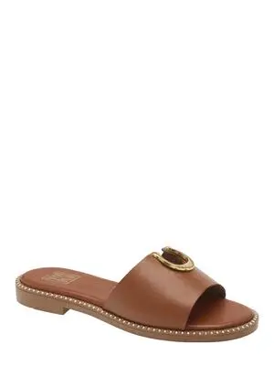 VIVI BLU Acacia Leather Slide Sandal Cognac