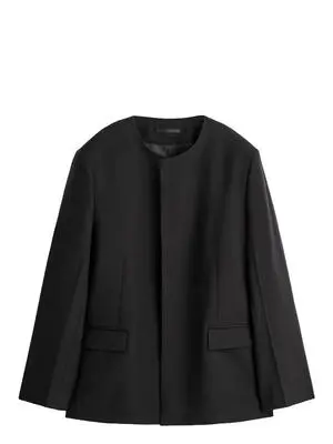 Cos Collarless Wool Blazer - Black