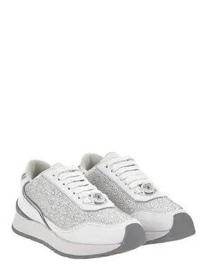 Versace Crystal Embellished Sneakers - White Silver Palladium