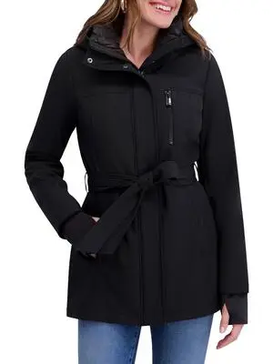 Kensie Softshell Belted Jacket Black