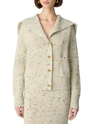 BOTTEGA VENETA Knot Button Wool Blend Rib Cardigan