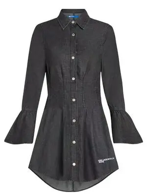 Karl Lagerfeld Bell-sleeve Denim Shirt Dress - Black
