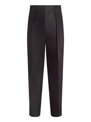 Zegna Pleated Wool Trousers - Brown