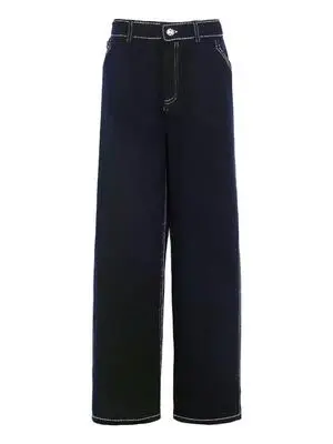 BARRIE Contrast-stitch Wool Trousers - Blue