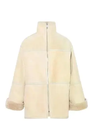 YVES SALOMON Suede-shearling Panelled Coat - Neutrals