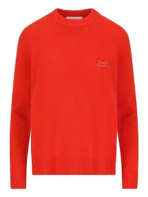 Giada Benincasa Heart-embroidered Cashmere Sweater - Red
