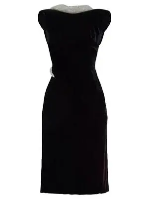 Versace Crystal-embellished Velvet Dress - Black