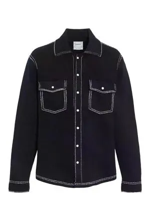 BARRIE Contrast-stitch Pocket Shirt Jacket - Blue