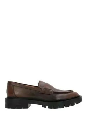 Santoni Leather Penny Loafers - Brown