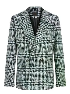 Zegna Houndstooth Double-breasted Blazer - Black