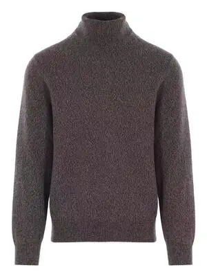 Agnona Ribbed High-neck Cashmere Sweater - Brown