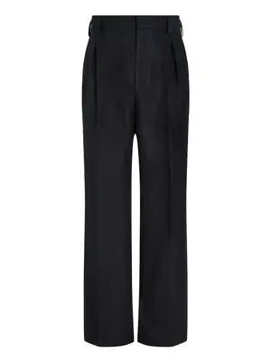 Zegna Pleated Wool Trousers - Black