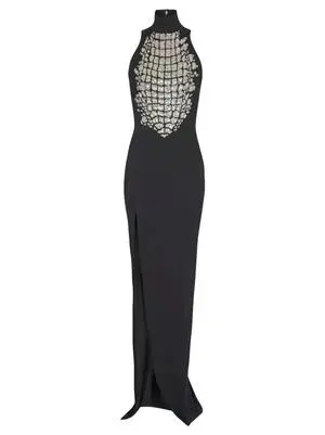 Balmain Embellished Slit Maxi Dress - Black