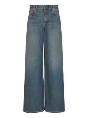 Balmain Faded Wide-leg Jeans - Blue