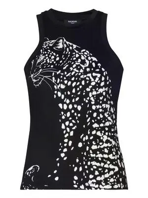 Balmain Leopard-print Halterneck Top - Black