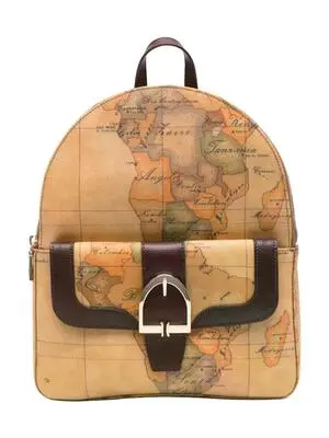 ALVIERO MARTINI 1° CLASSE Map-print Backpack - Neutrals