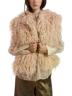 FORTE_FORTE Shaggy Faux Fur Vest - Pink
